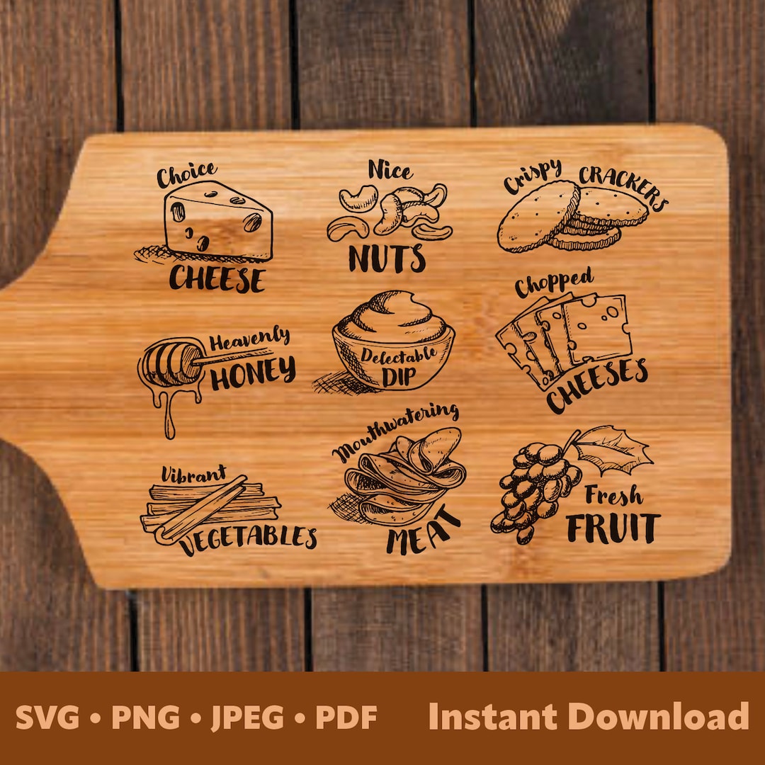 Charcutierie Board SVG PNG JPEG, Cutting Board Design, Cheese Plate ...