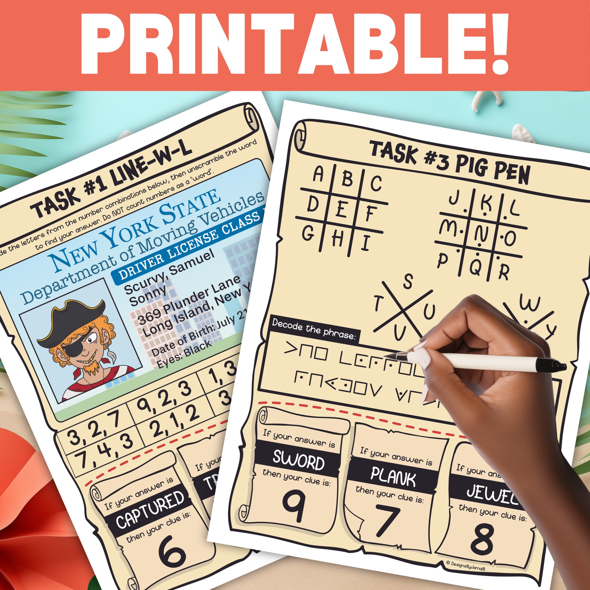 Pirate Printable Escape Room for Kids Printable Party Game Birthday ...