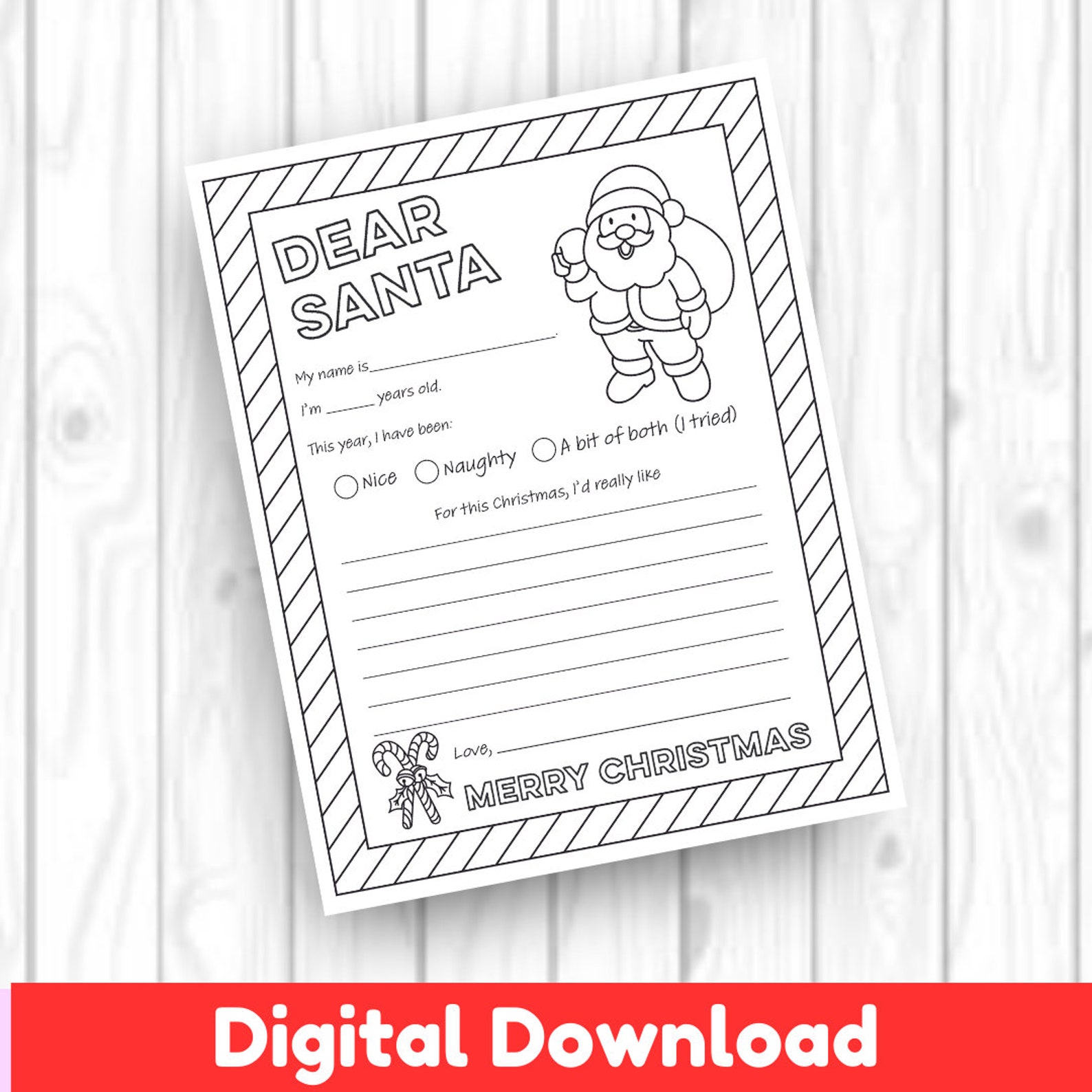 Letter to Santa, Coloring Page, Printable Letter to Santa for Kids ...