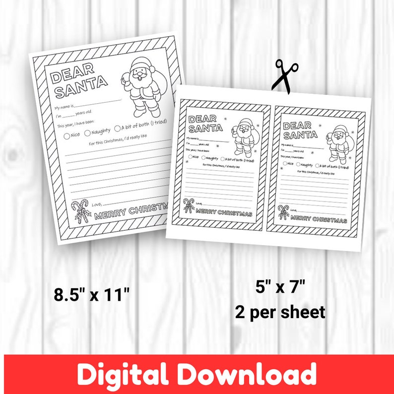 Letter to Santa, Coloring Page, Printable Letter to Santa for Kids ...