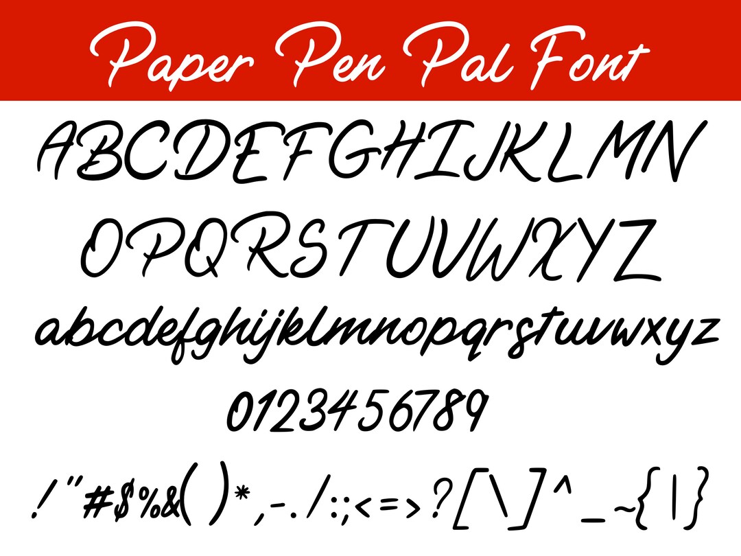 Paper Pen Pal Commercial License, Pen Script Cursive Font OTF TTF, Post ...