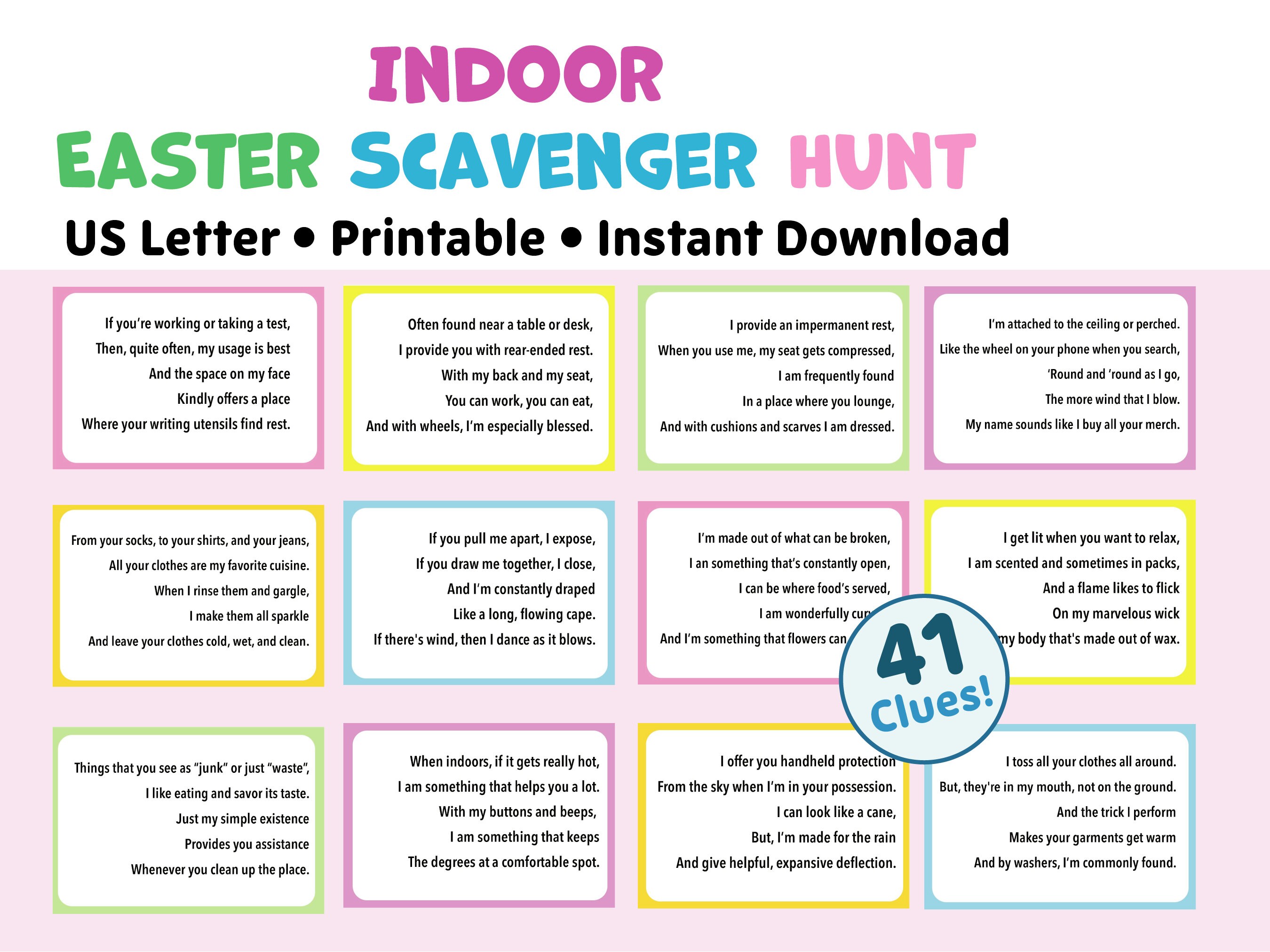 Easter Indoor Scavenger Hunt for Teens and Kids, Indoor Easter ...