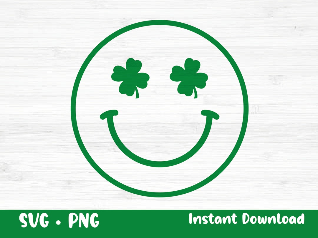 Smiley Face Clover Svg, Smiley Face Shamrock SVG, Smiley Face St ...