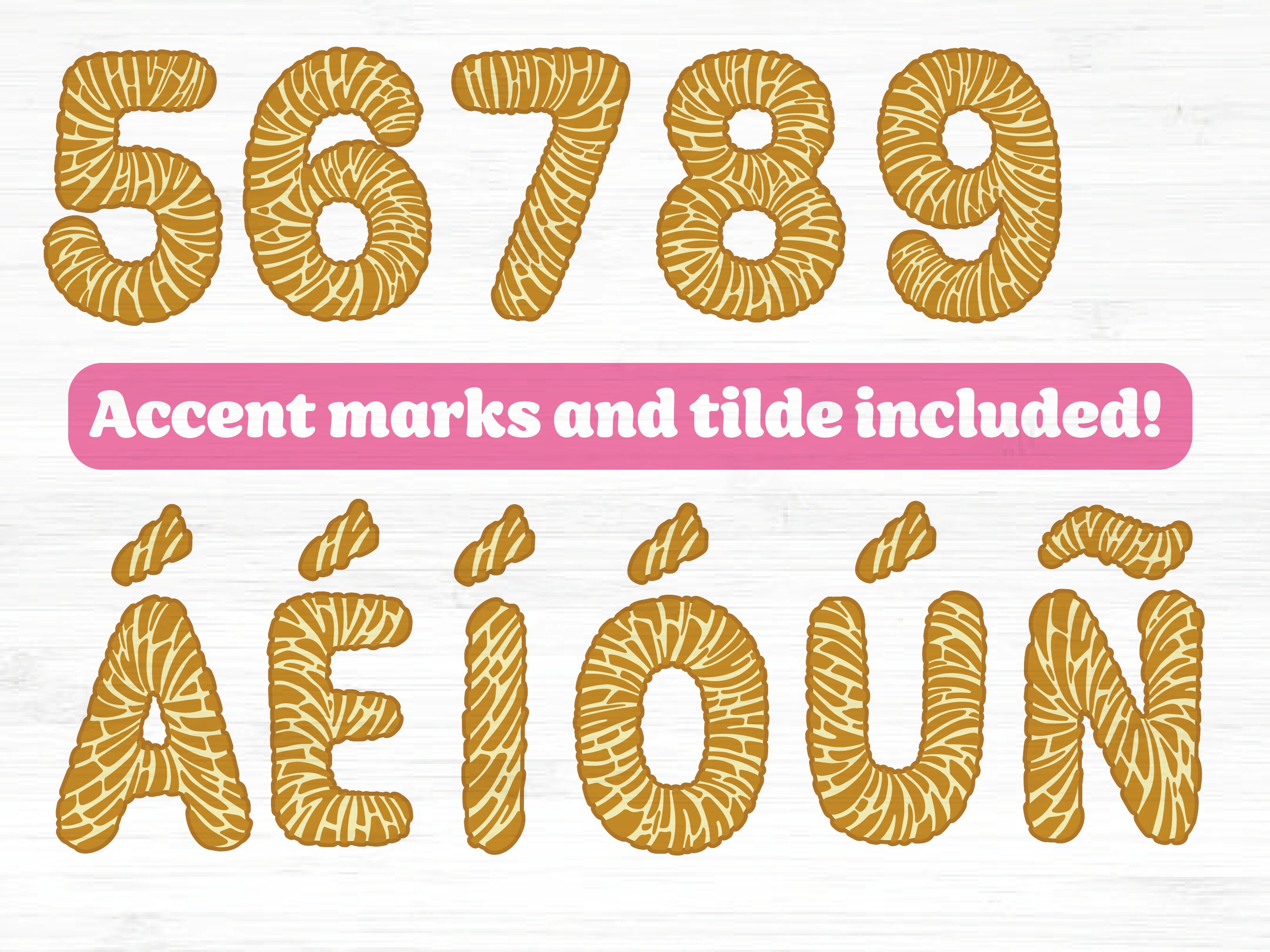 Concha SVG Font, Concha Letters Svg Png, Mexican Sweet Bread Alphabet ...