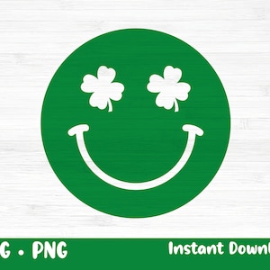 Smiley Face Clover Svg, Smiley Face Shamrock SVG, Smiley Face St ...