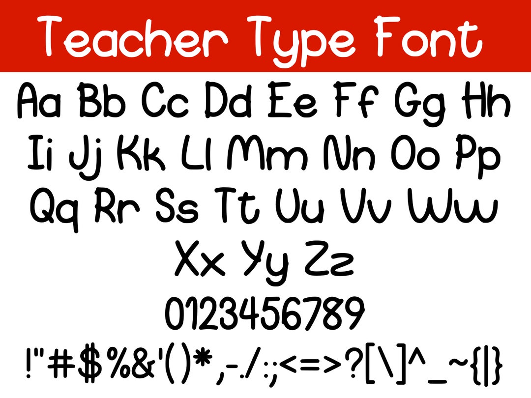Teacher Type Font Commercial License School Classroom OTF - Etsy Canada