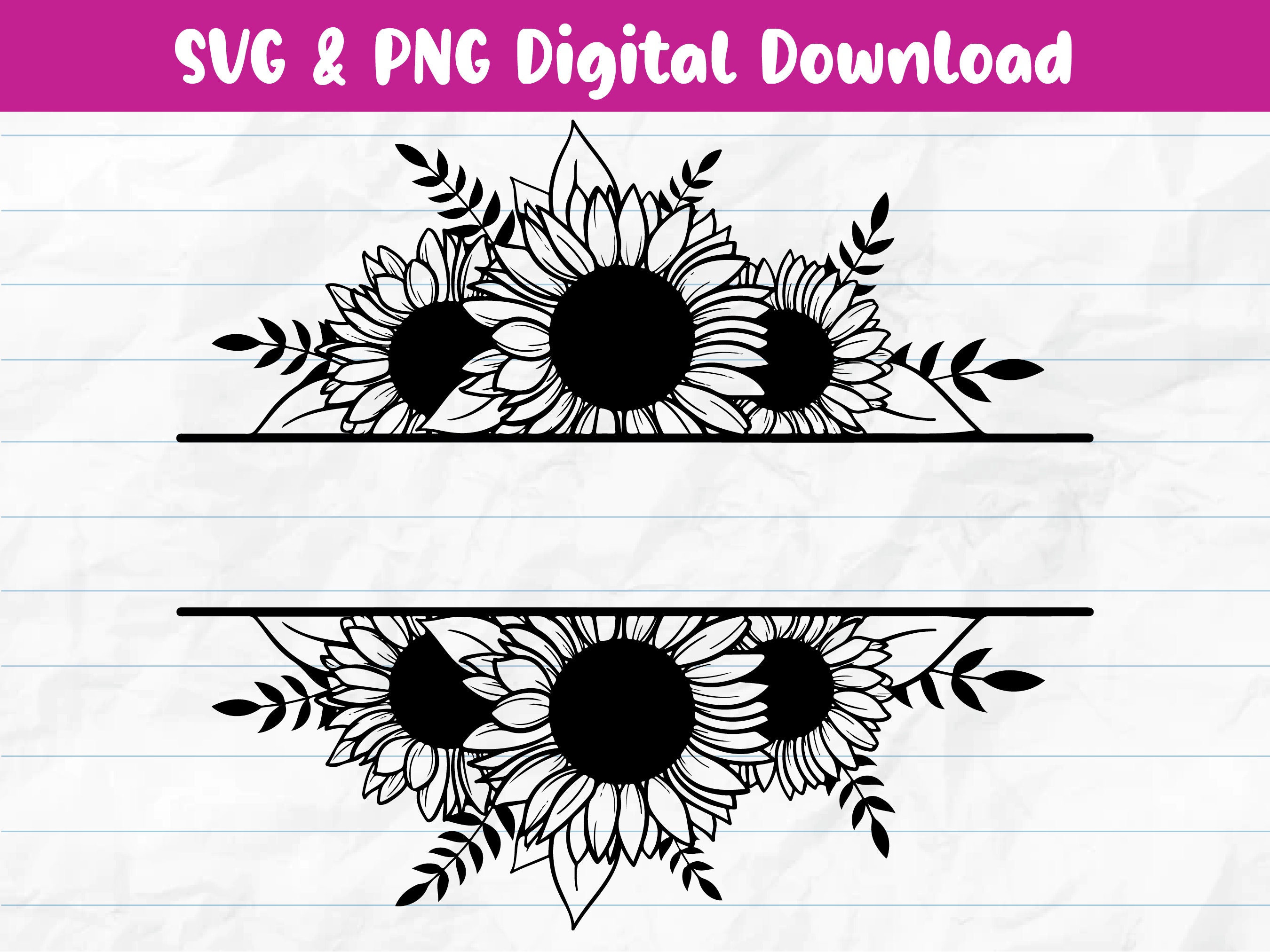 Sunflower Monogram Vector SVG and PNG Cricut File for Tumblers, Tote ...