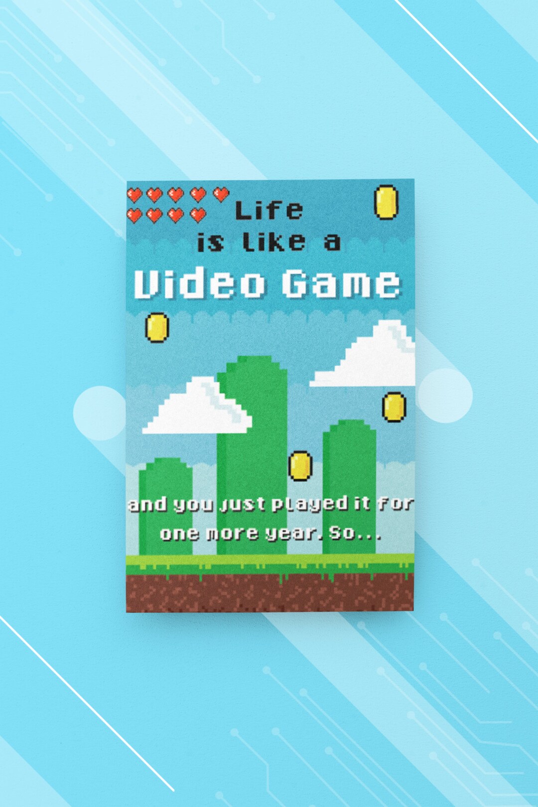 Video Game Birthday Card Printable, 5x7 4.25x5.5 Card Gift for Son ...