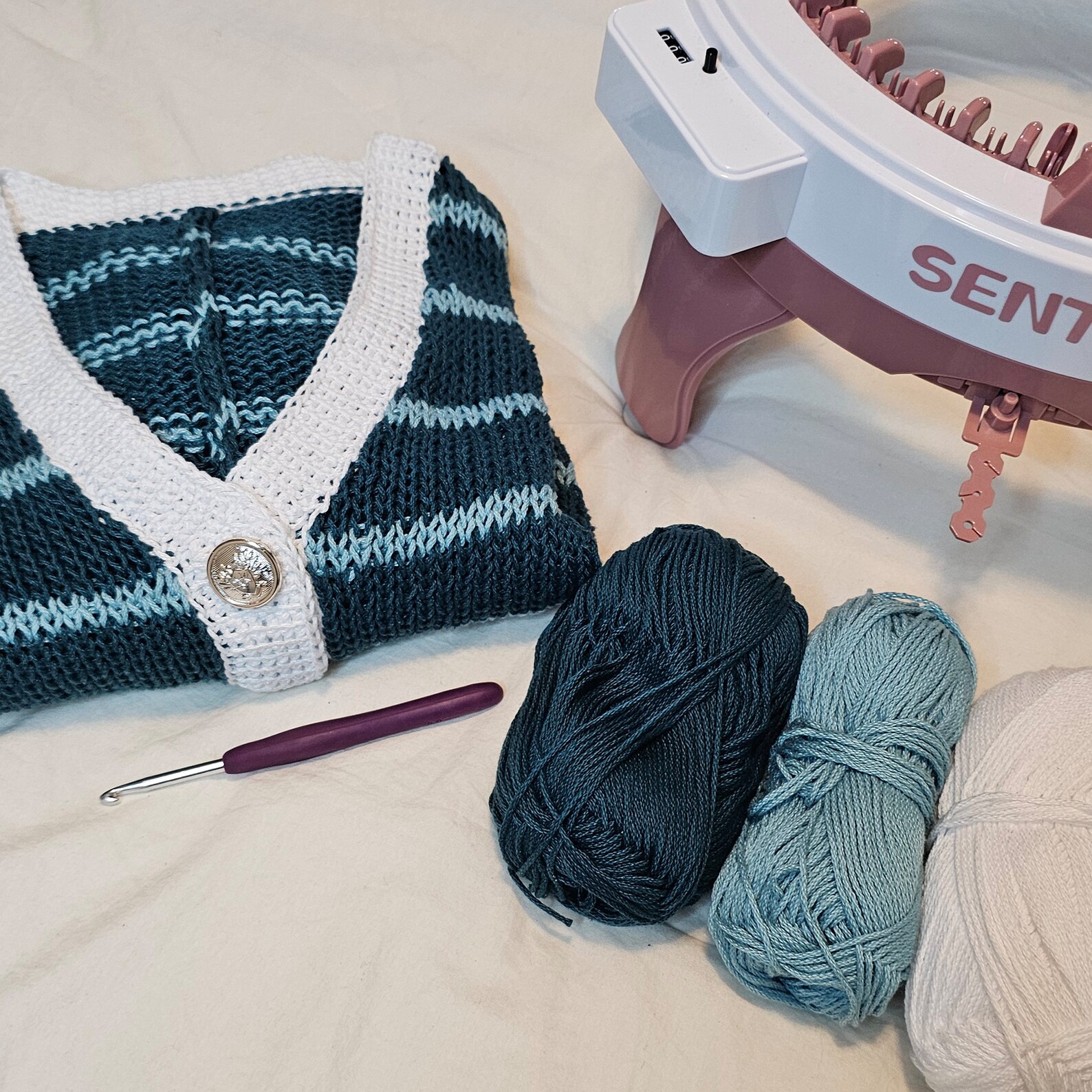 Bella Cardigan Circular Knitting Machine and Crochet Pattern, Sentro 48 ...