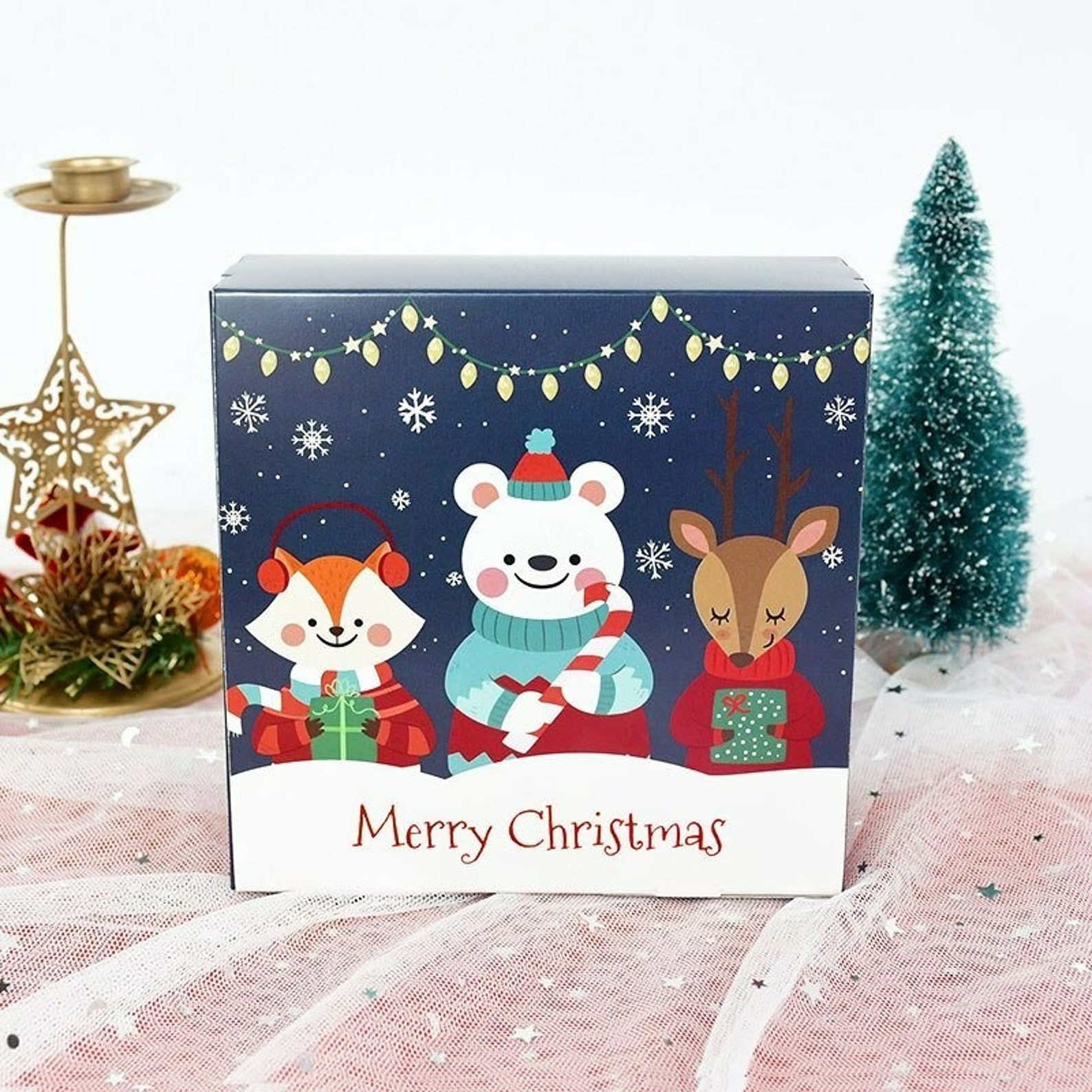 5pcs Merry Christmas Candy Gift Box, Santa Elk Cookie Cakes Baking ...