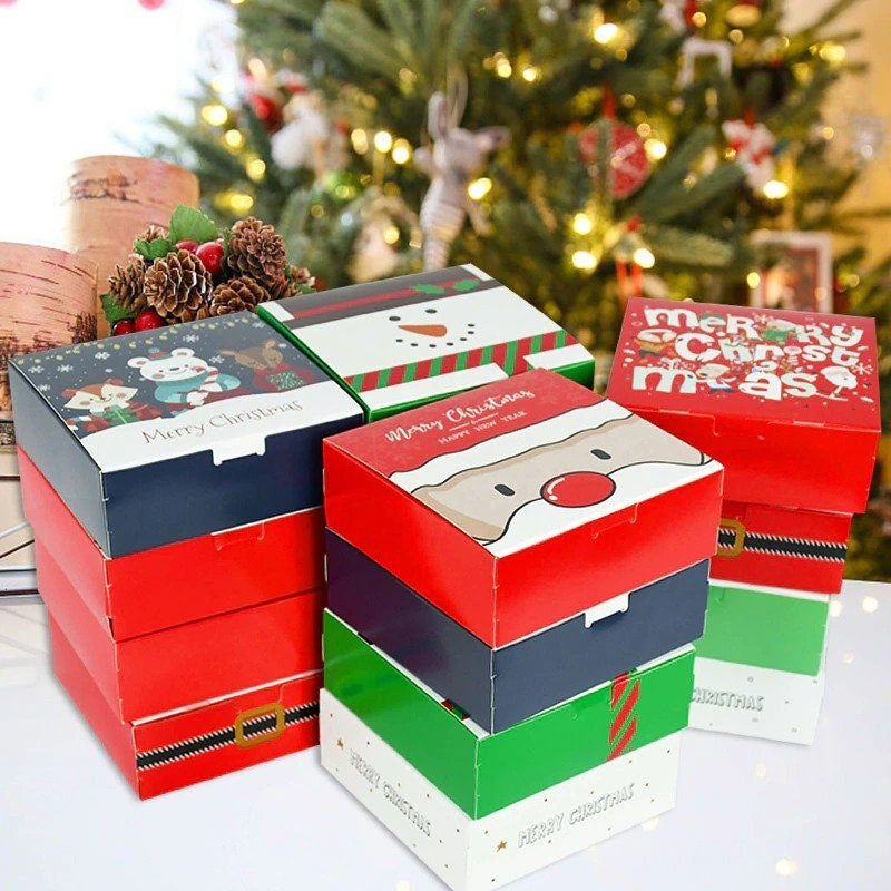 5pcs Merry Christmas Candy Gift Box, Santa Elk Cookie Cakes Baking ...