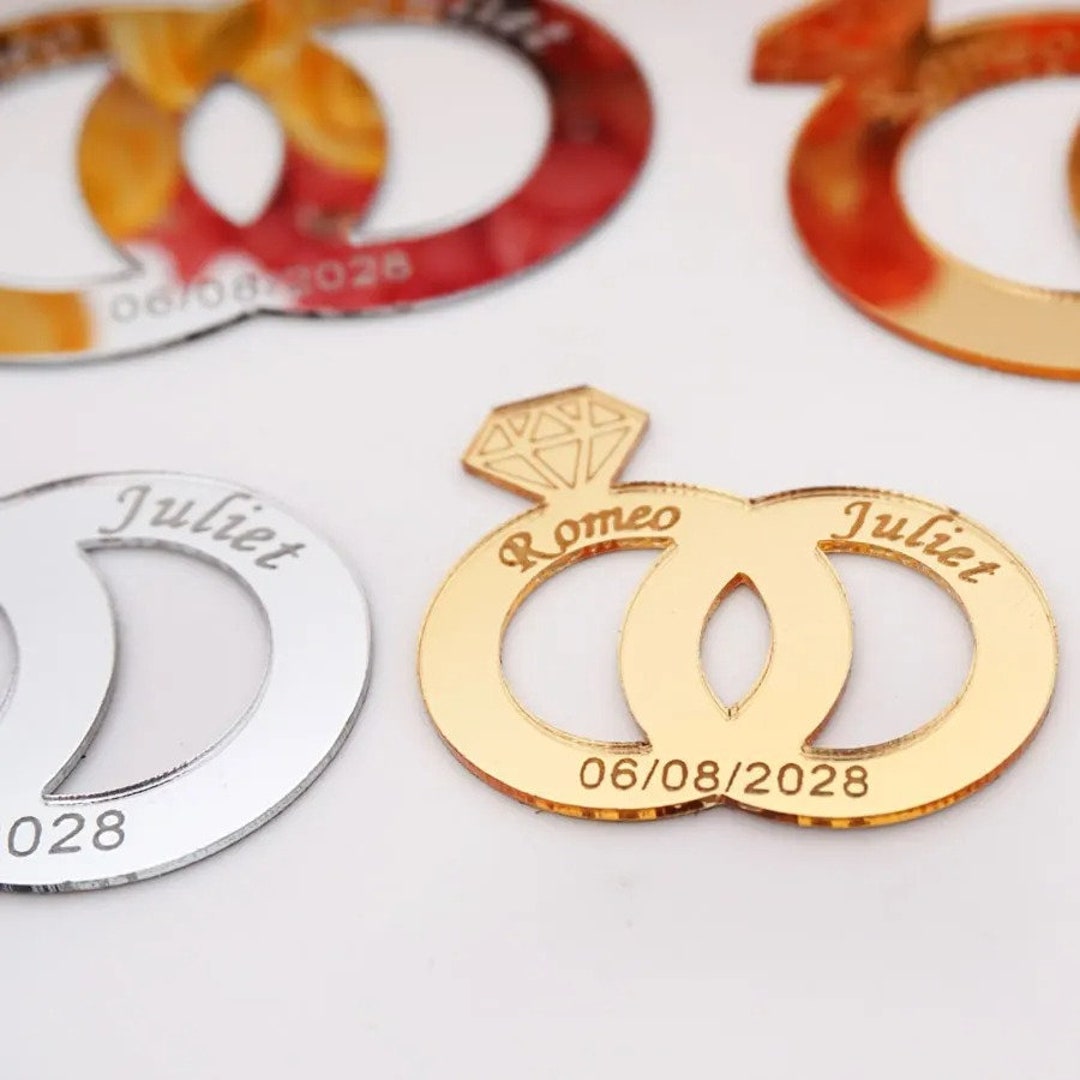 30 Mirror Rings, Custom Acrylic Sticker, Personalized Wedding, Bride ...