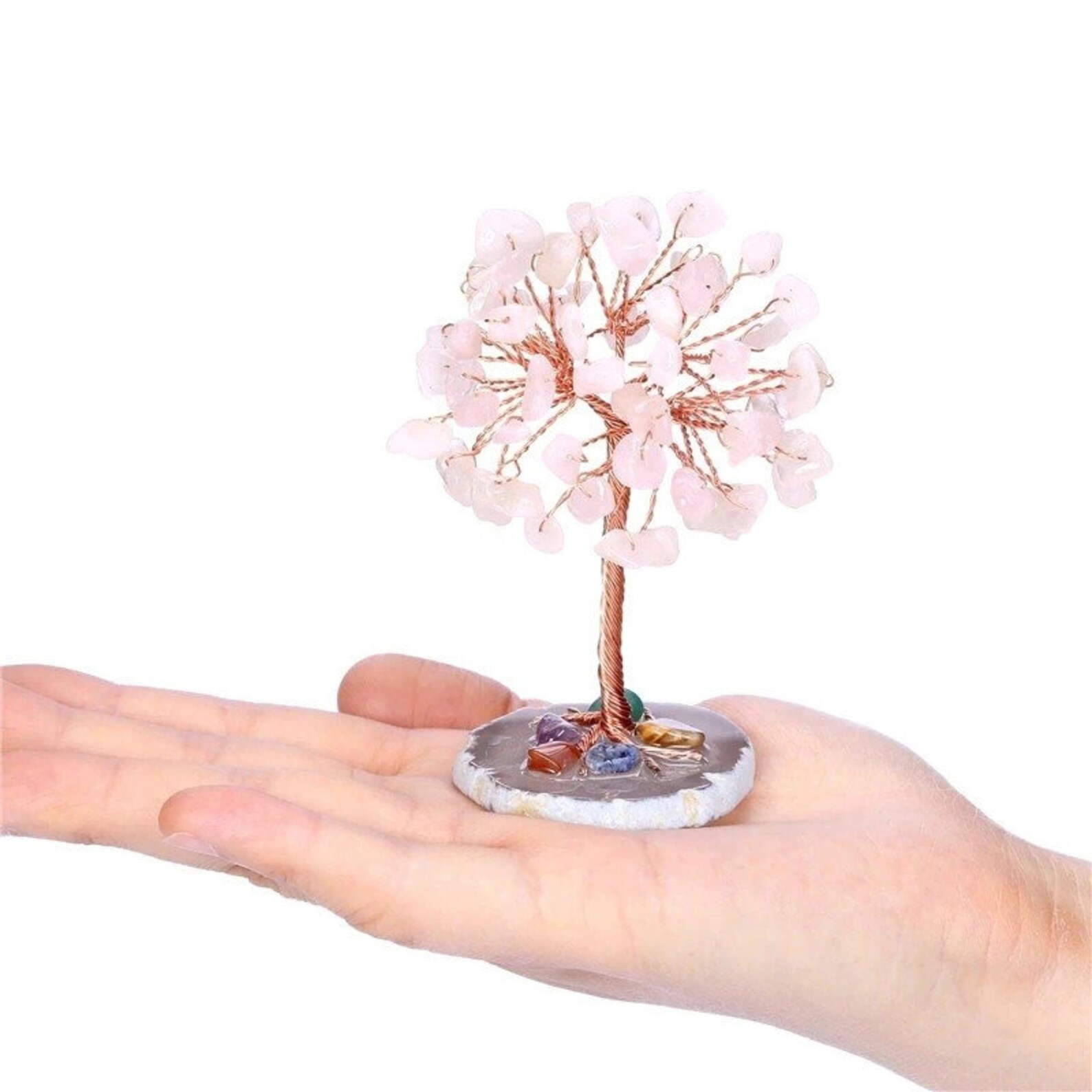 Mini Crystal Money Tree, Wire Wrapped Tree, Agate Slice Base, Chakra ...