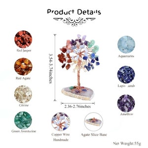 Mini Crystal Money Tree, Wire Wrapped Tree, Agate Slice Base, Chakra ...