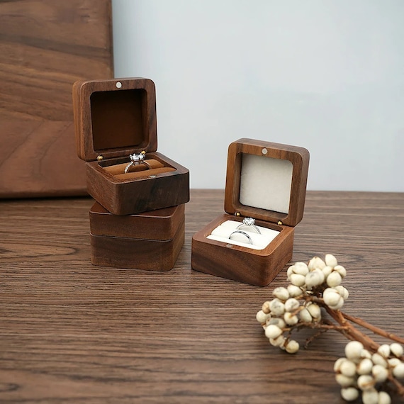 Wood Jewelry Box Wedding Ring Box Earring Rings Boxjewelry - Etsy