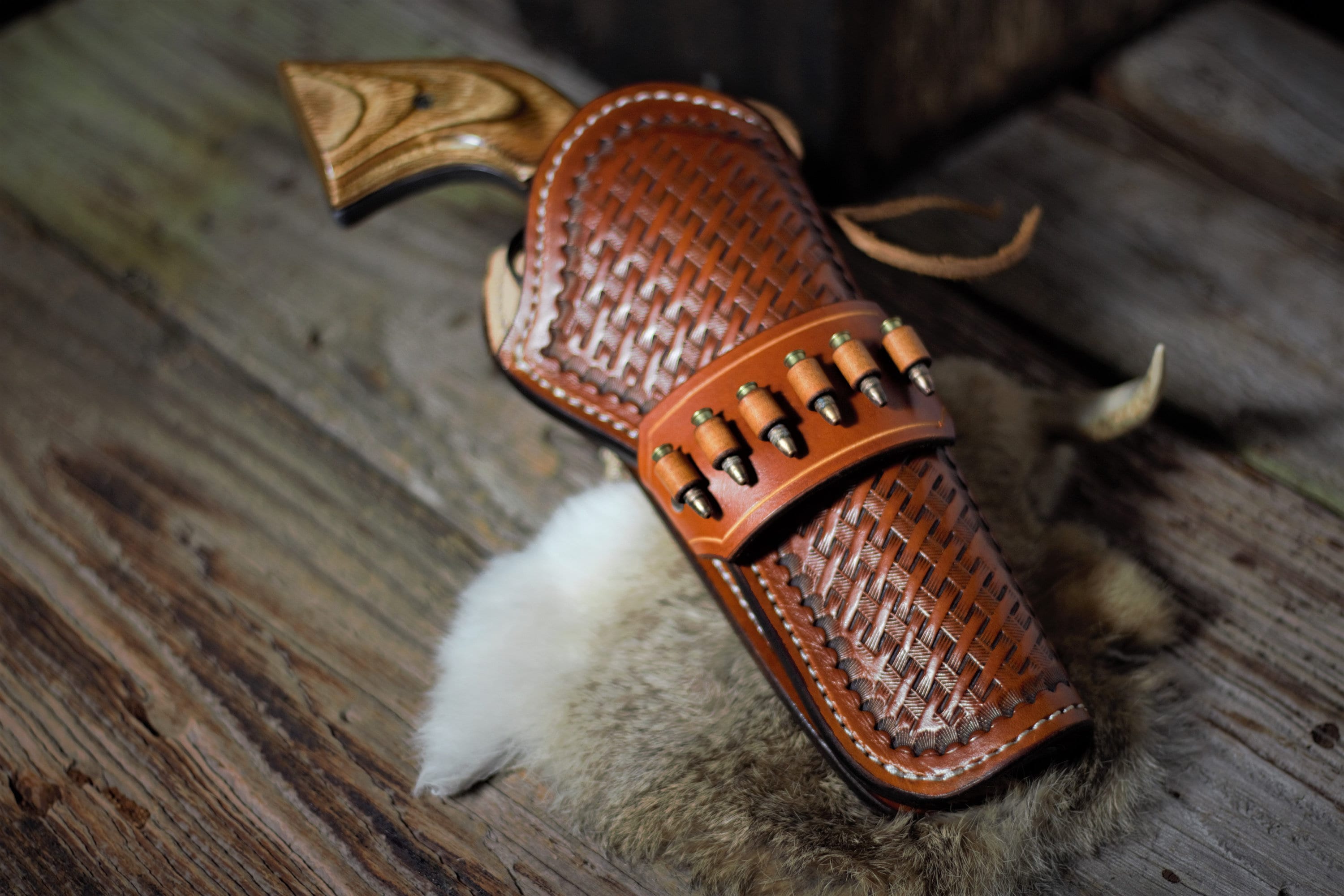 Western Holster With Bullet Loops and Basket Weave Tooling - Etsy