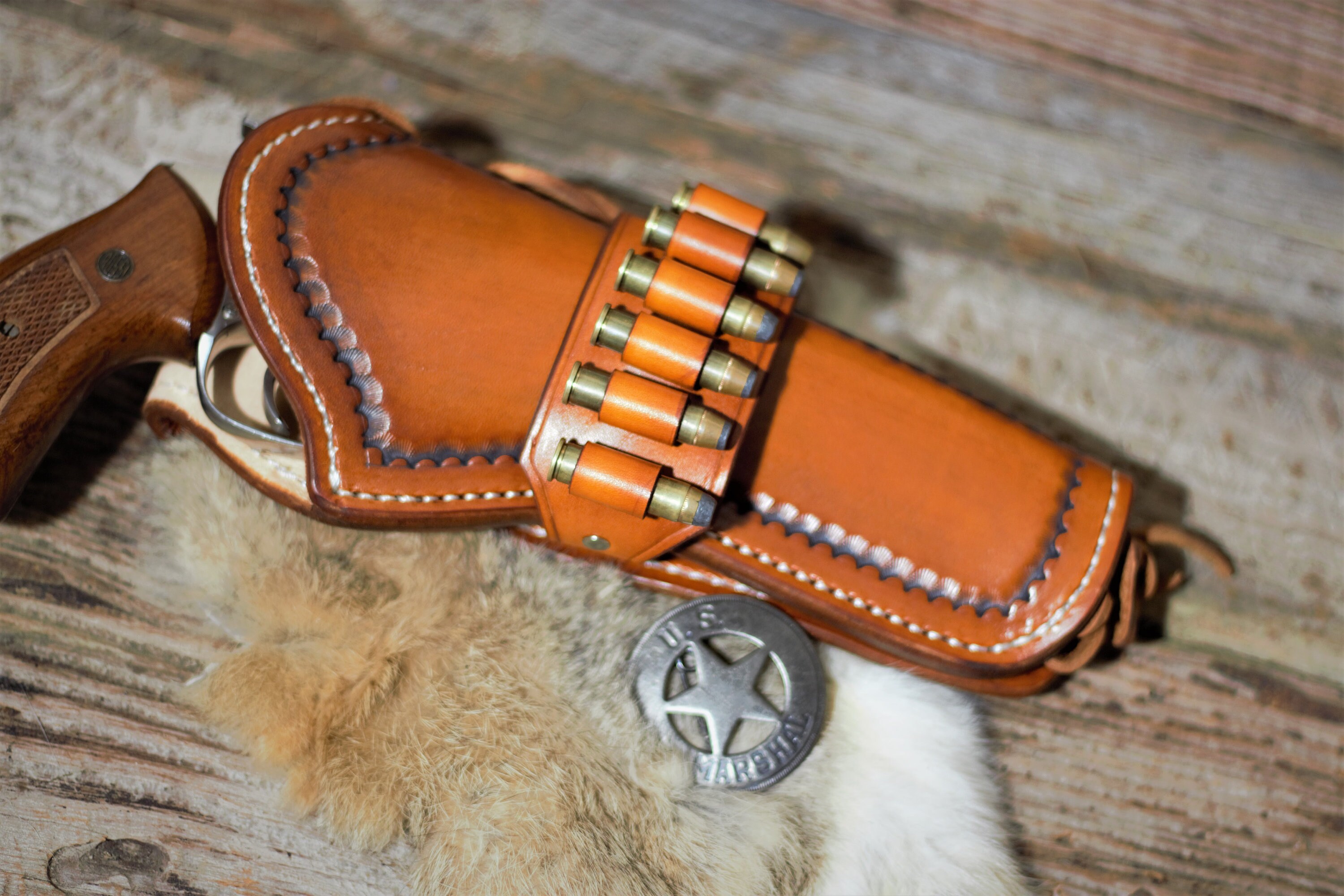 Western Holster With Bullet Loops and Tooled Border - Etsy