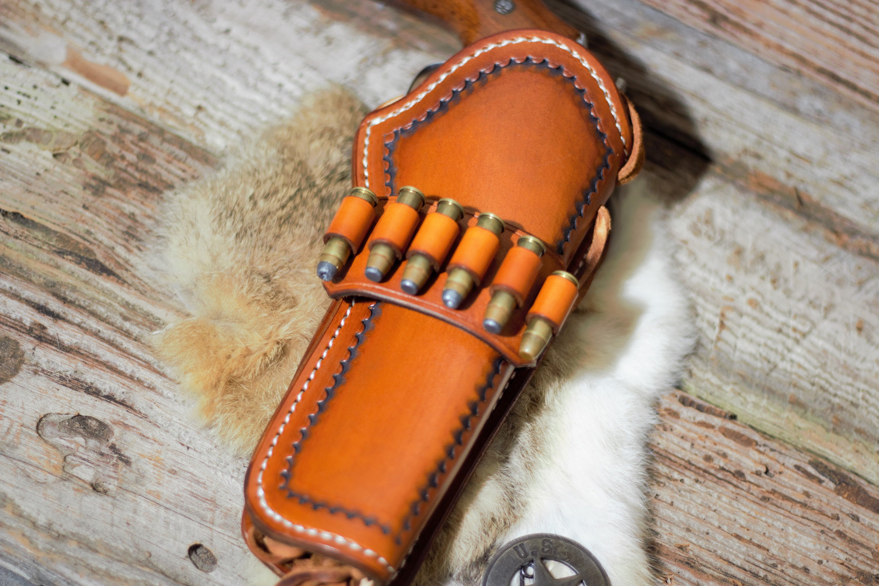 Western Holster With Bullet Loops and Tooled Border - Etsy