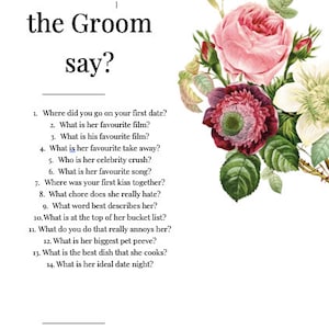 Hen Do Quiz, Who Knows the Bride Best?, What Did the Groom Say? - Etsy