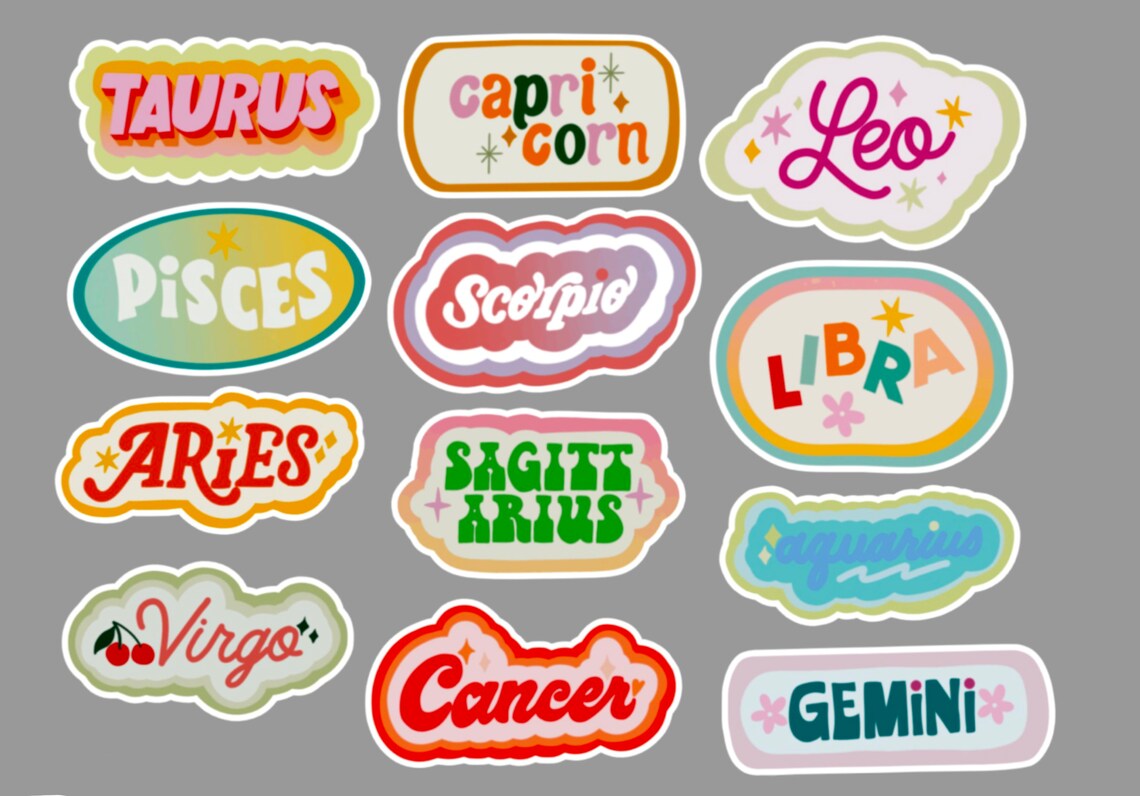 Zodiac Star Sign Stickers Waterproof - Etsy