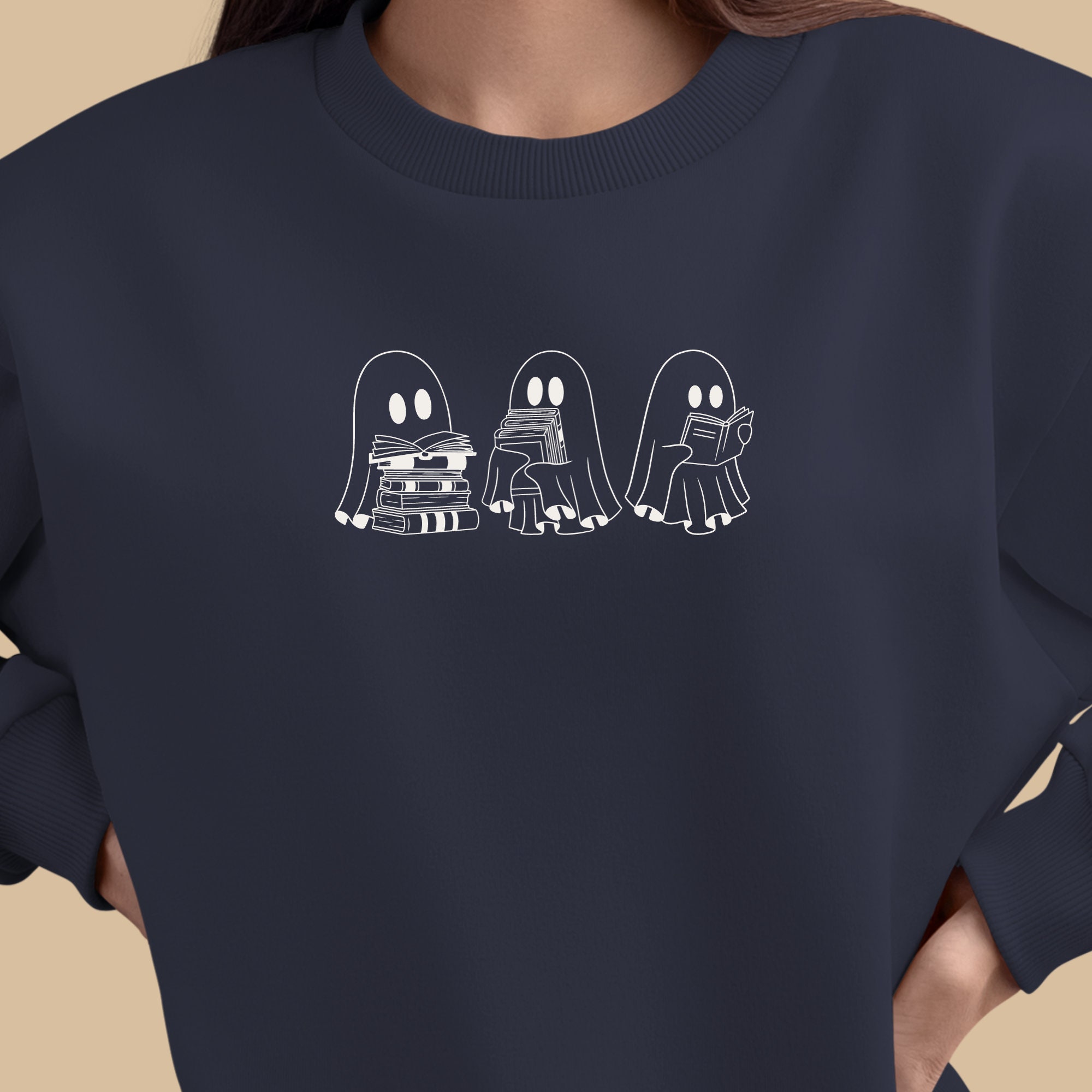 Cosy Ghost Sweater Reading Ghost Sweatshirt Halloween Book - Etsy