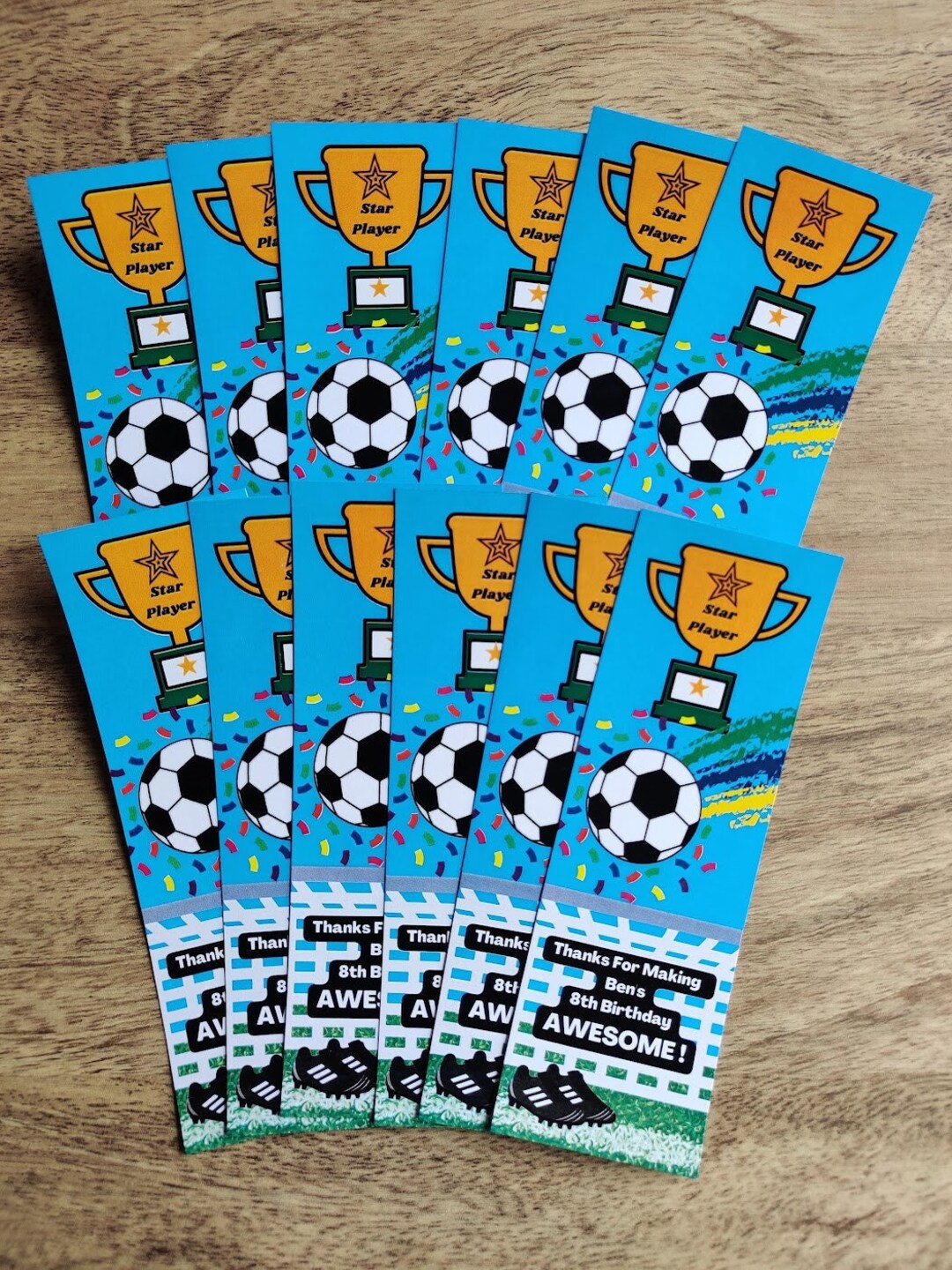 Personalised Football Birthday Party Favour Bookmarks - Set of 12 ...