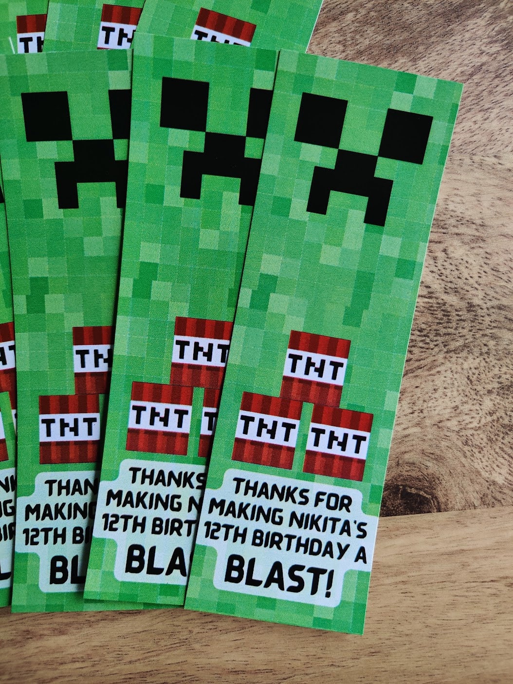 Personalised CREEPER MINECRAFT Kids Birthday Eco Party Favours Pixel ...