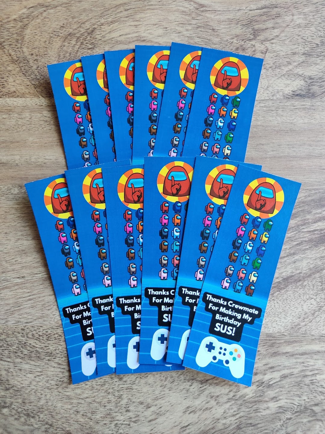 Personalised Crewmate Gamer Birthday Party Favour Bookmarks - Set of 12 ...