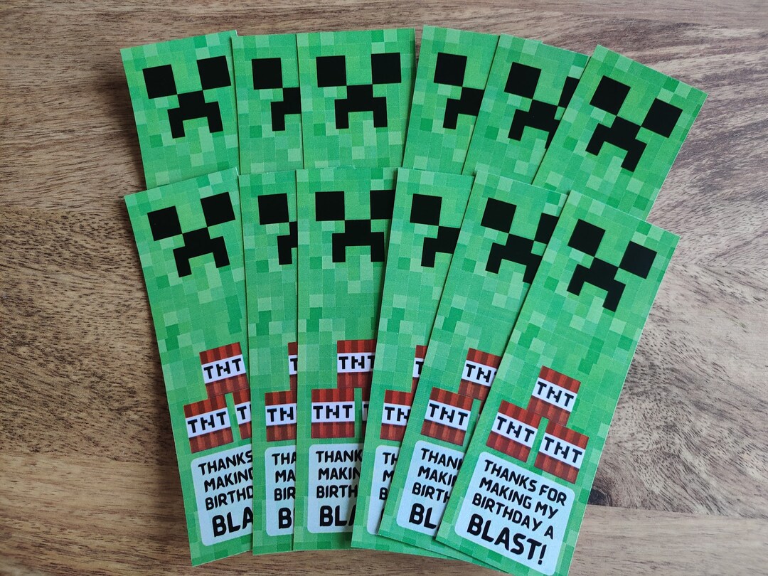 Personalised CREEPER MINECRAFT Kids Birthday Eco Party Favours Pixel ...