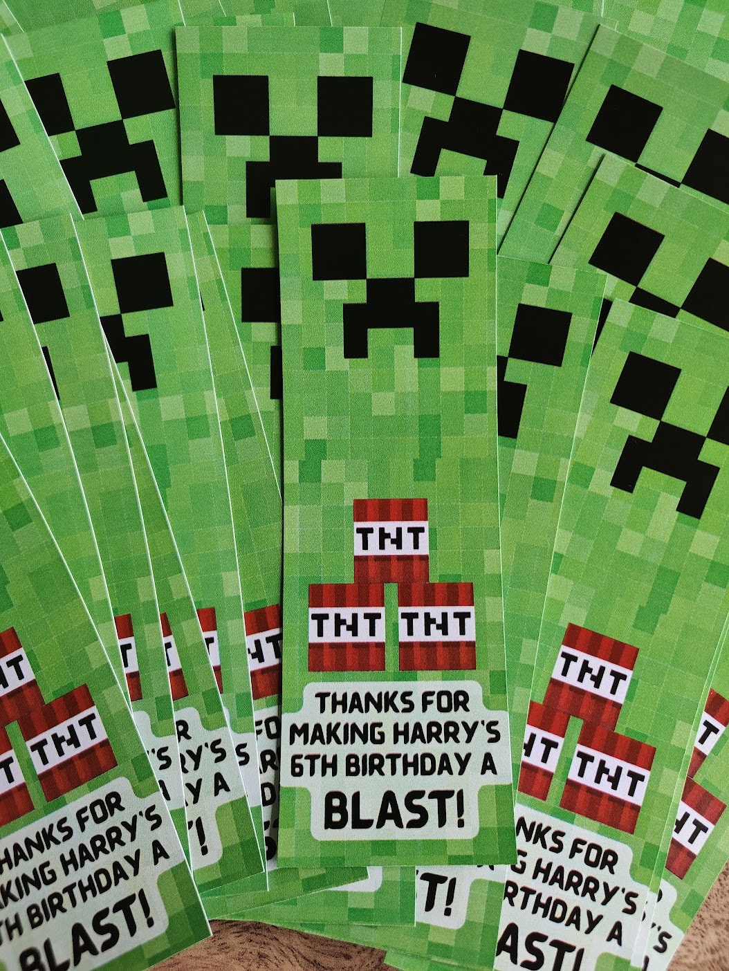 Personalised CREEPER MINECRAFT Kids Birthday Eco Party Favours Pixel ...