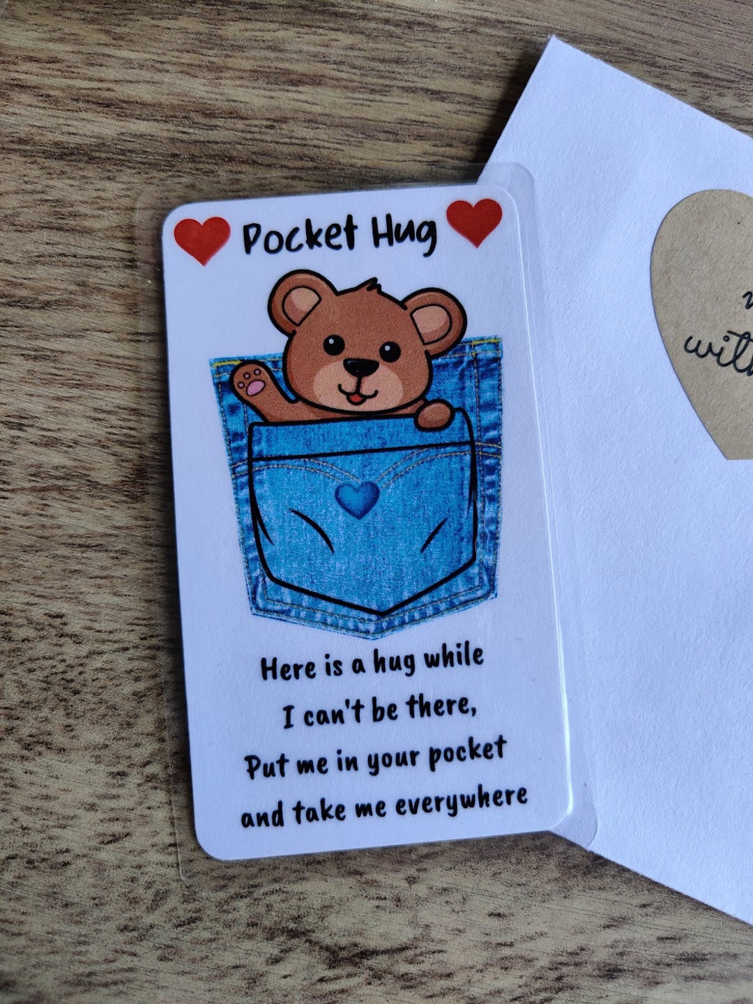 Teddy Bear Pocket Friendship Birthday Hug Gift Card Love Token I Love ...
