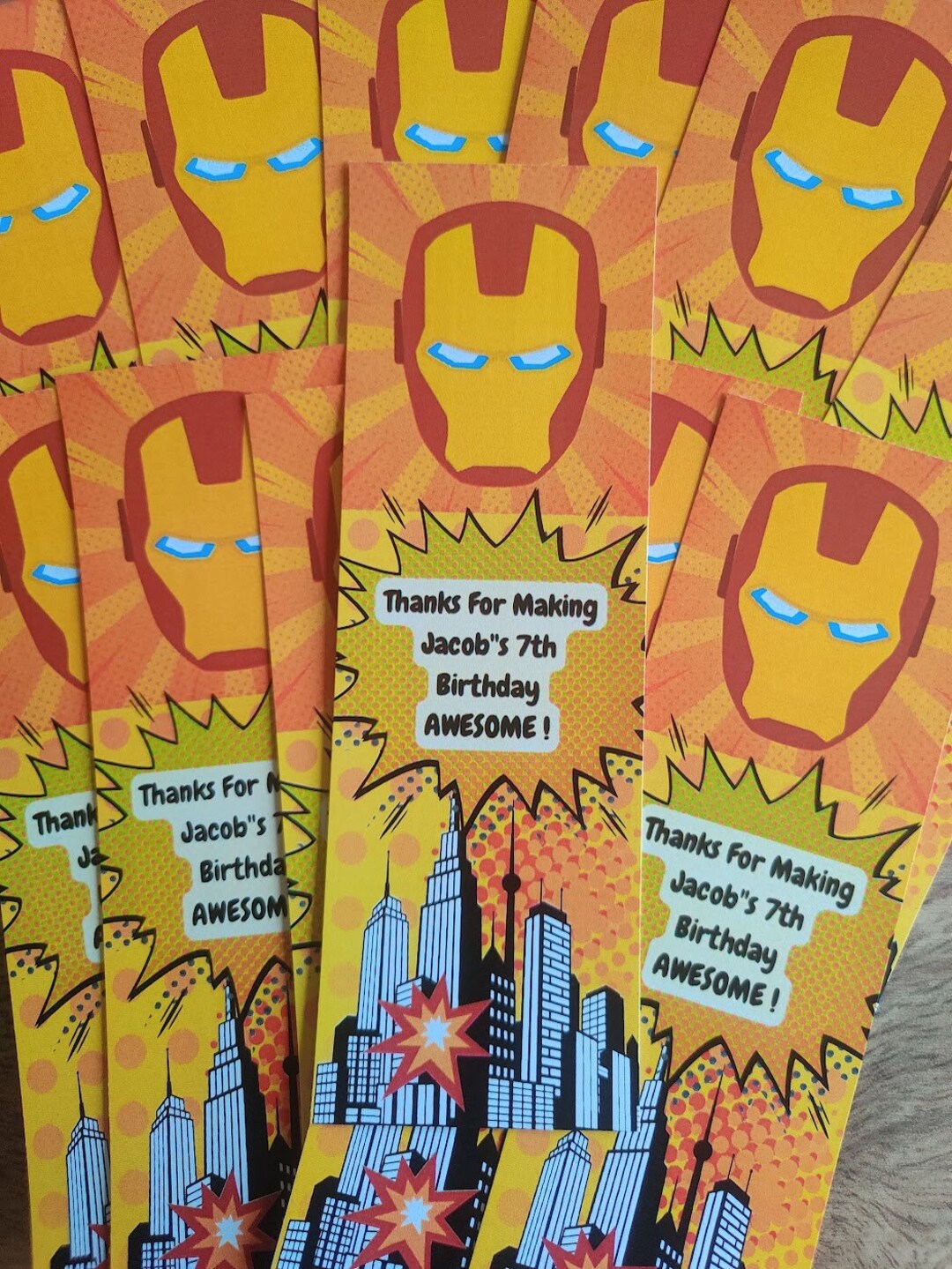 Personalised Iron Man Kids Birthday Eco Party Favours Superhero X12 ...