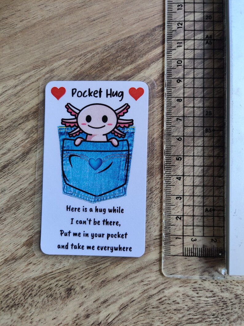 Axolotl Pocket Friendship Birthday Hug Gift Card Love Token I - Etsy