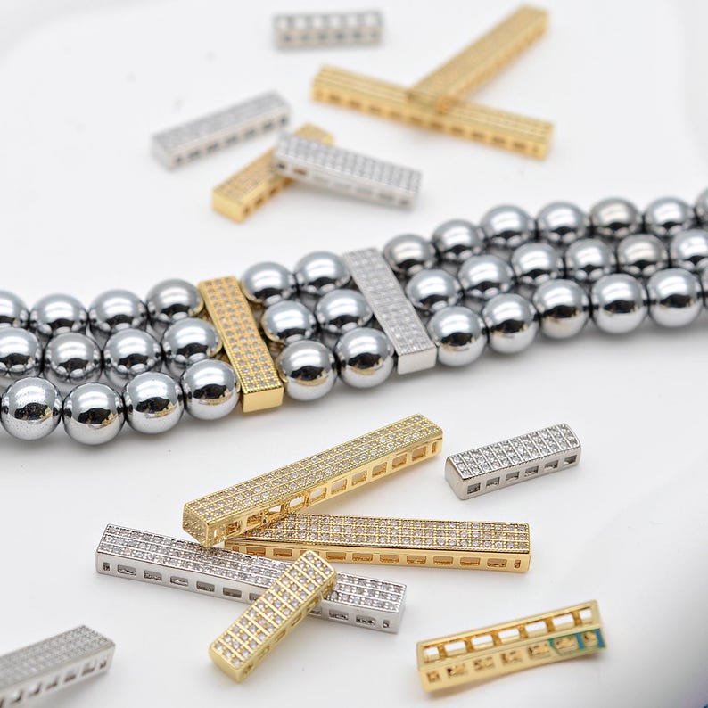 1 Pcs 22mm Multi Strand Link Bars, Separator Bars, Gold Plated Cubic ...