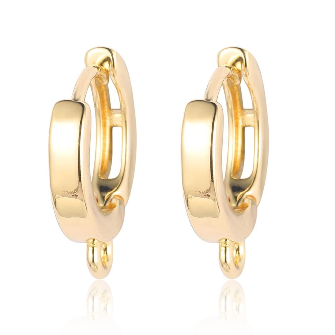 1 Pair Brass Lever Back Hoop Earrings With Open Loop 18K Gold Plated ...