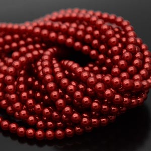12, 10, 8, 6,4mm High Quality Luster Red Crystal Pearl Round Beads 15.5 ...