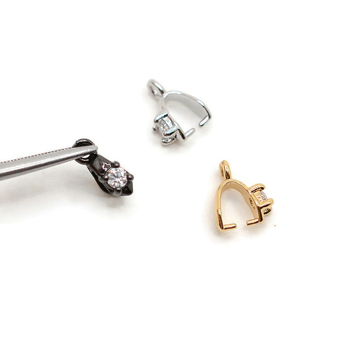 Pinch Clasp Bails, Pendant Bail, Triangle Cubic Bail, Cubic Bail, 18K ...