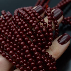 12, 10, 8, 6, 4mm High Quality Luster Dark Red Crystal Pearl Round ...