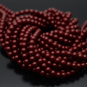 12, 10, 8, 6, 4mm High Quality Luster Dark Red Crystal Pearl Round ...