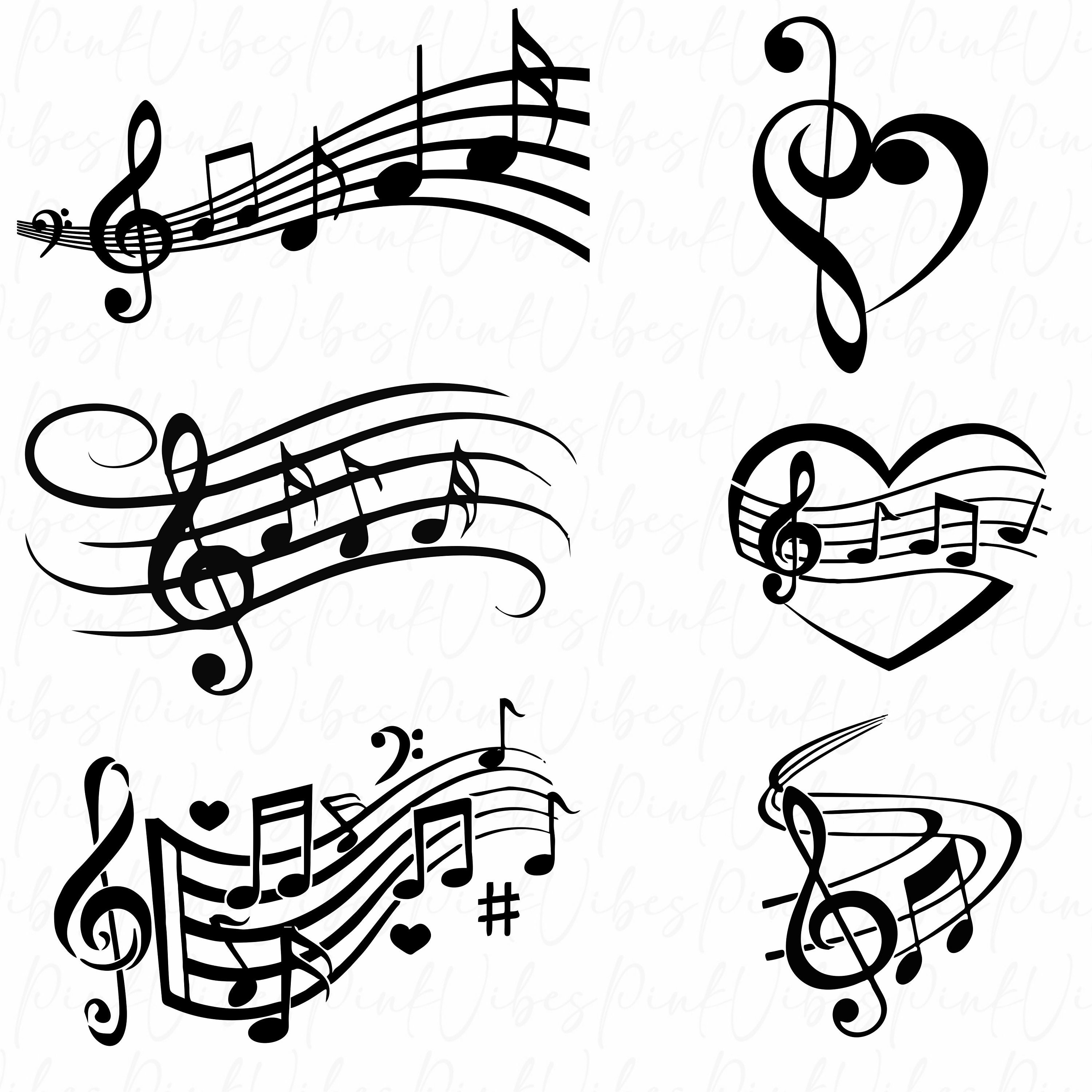 Música Svg Notas musicales Svg Notas prediseñadas de música - Etsy México