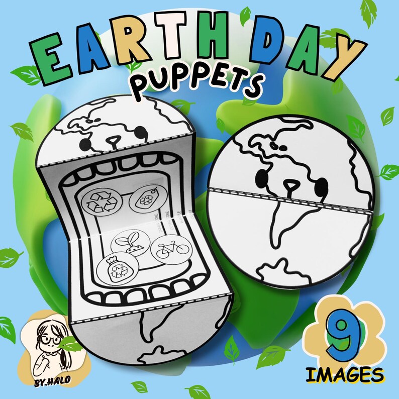 Earth Day Craft Puppets – 9 Printable Coloring Designs | World ...