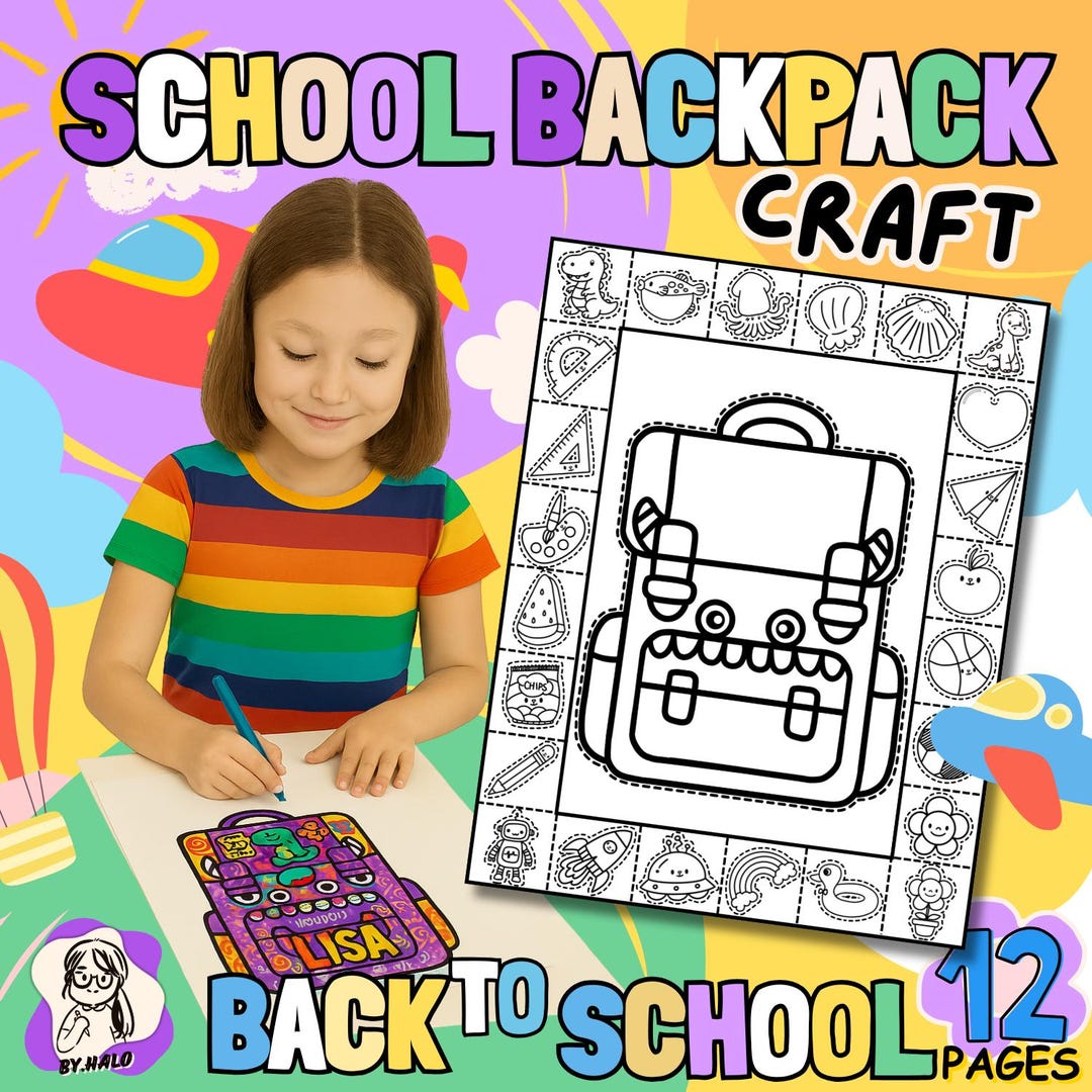 School Backpack Craft | Name & Decorate | Back to School K–3 - Etsy