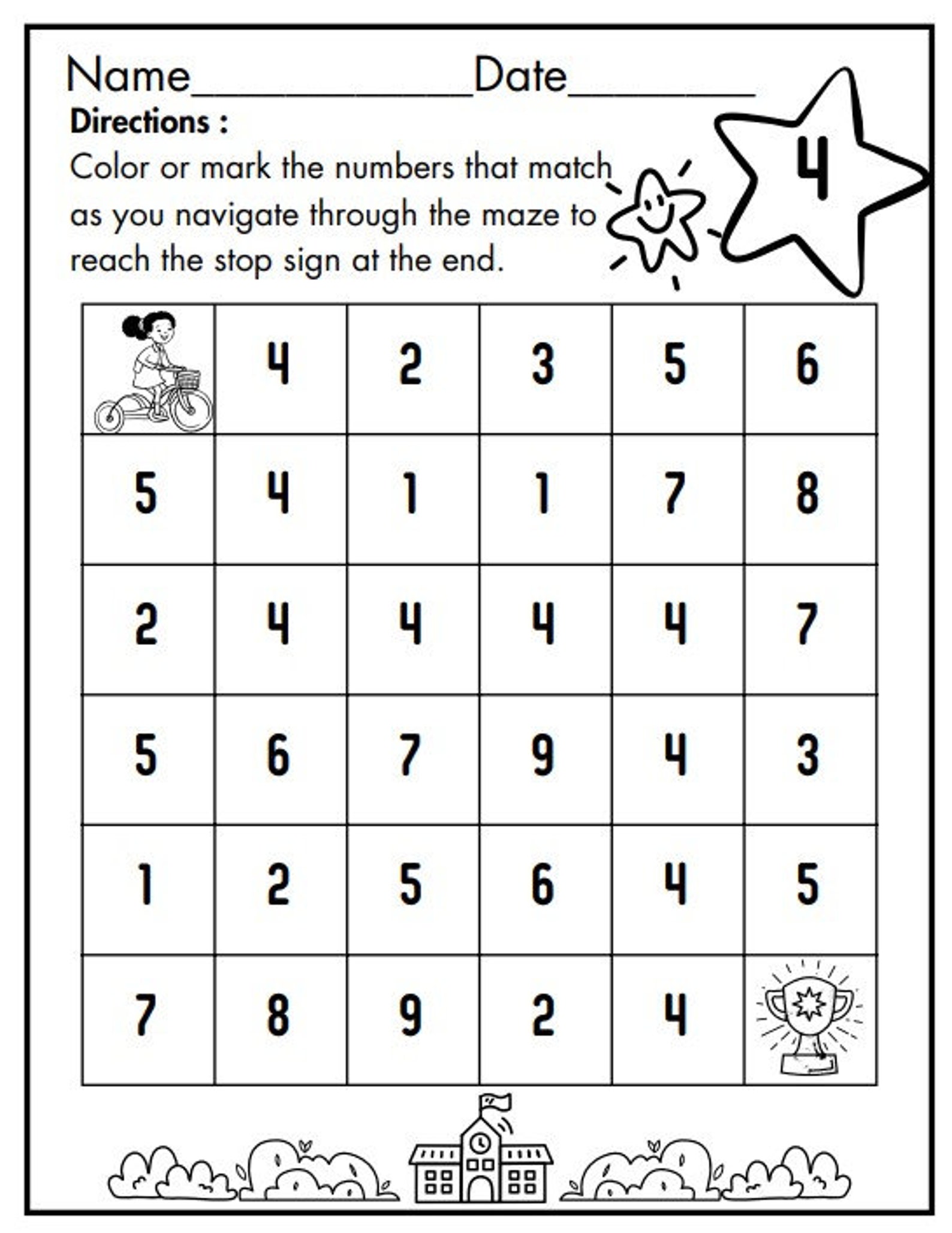 Preschool Pre-k Kindergarten Grade1 Learning, Number Identification Worksheets number Mazes : 1 ...
