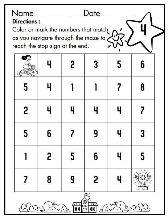 Preschool Pre-k Kindergarten Grade1 Learning, Number Identification ...