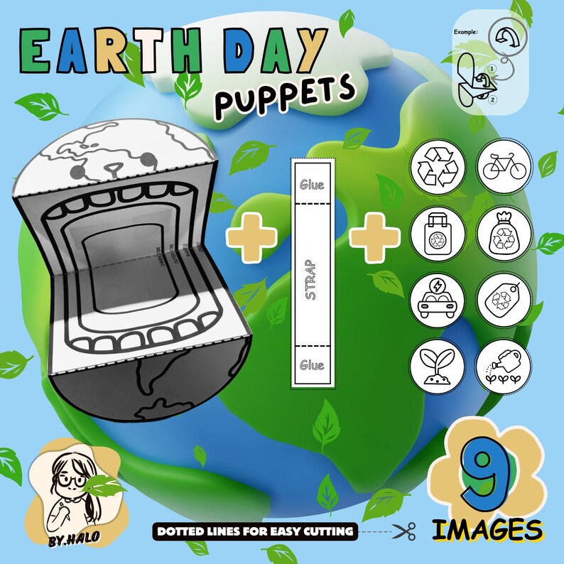 Earth Day Craft Puppets – 9 Printable Coloring Designs | World ...