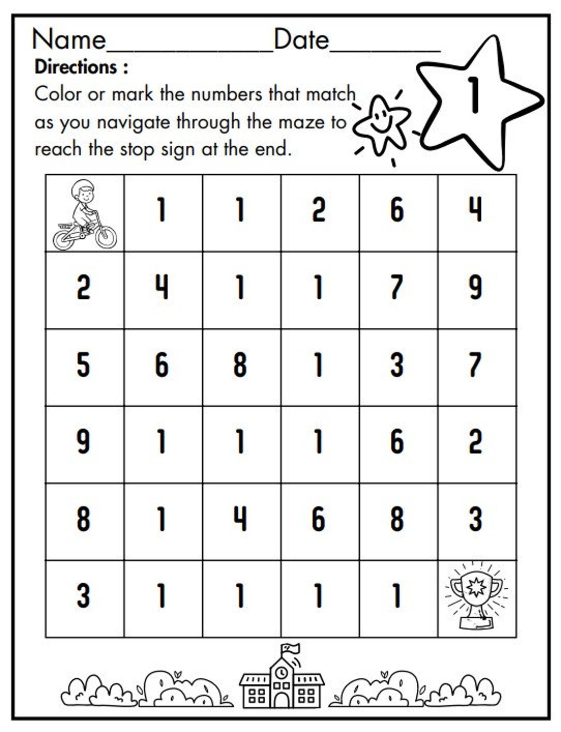 Preschool Pre-k Kindergarten Grade1 Learning, Number Identification ...