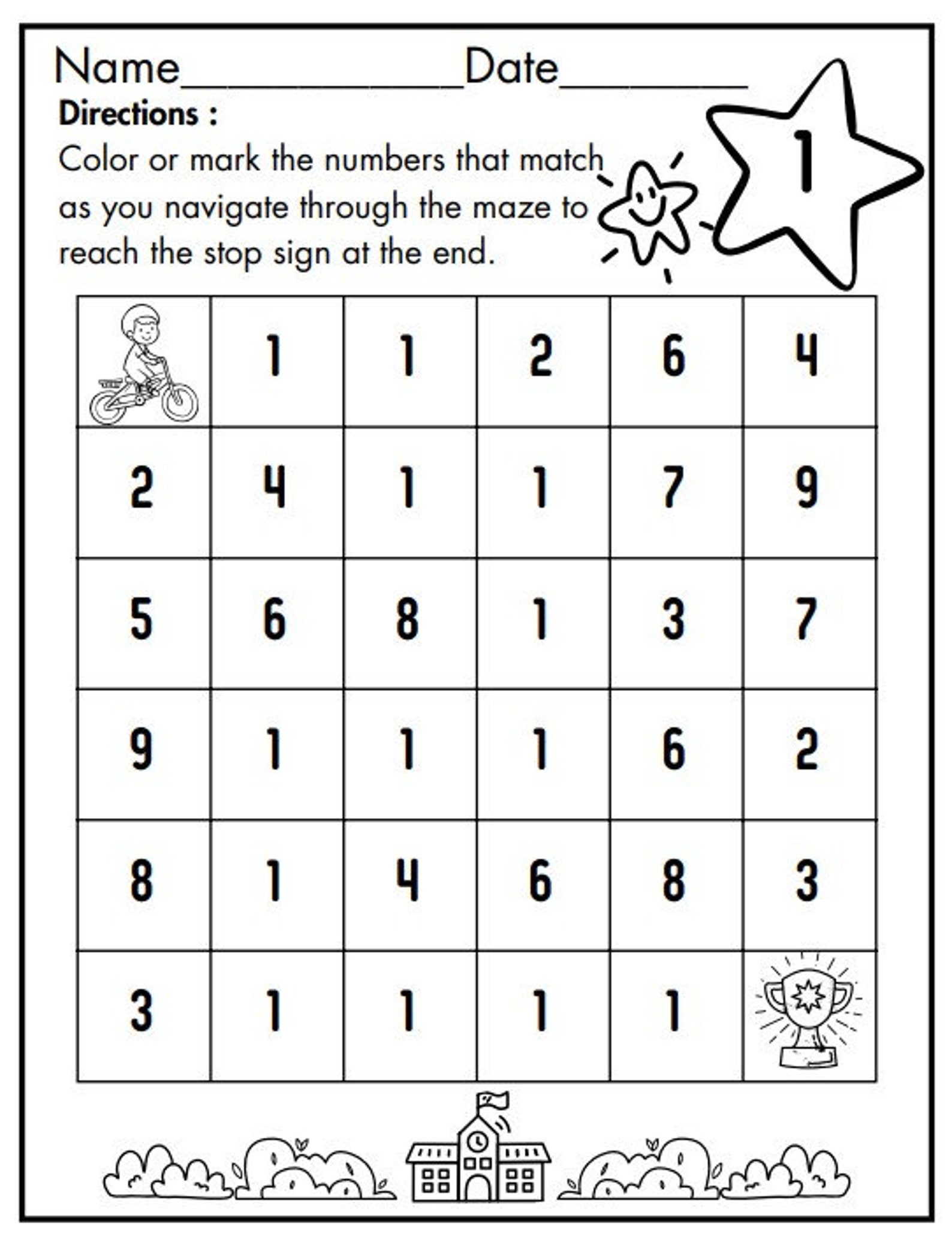 Preschool Pre-k Kindergarten Grade1 Learning, Number Identification ...