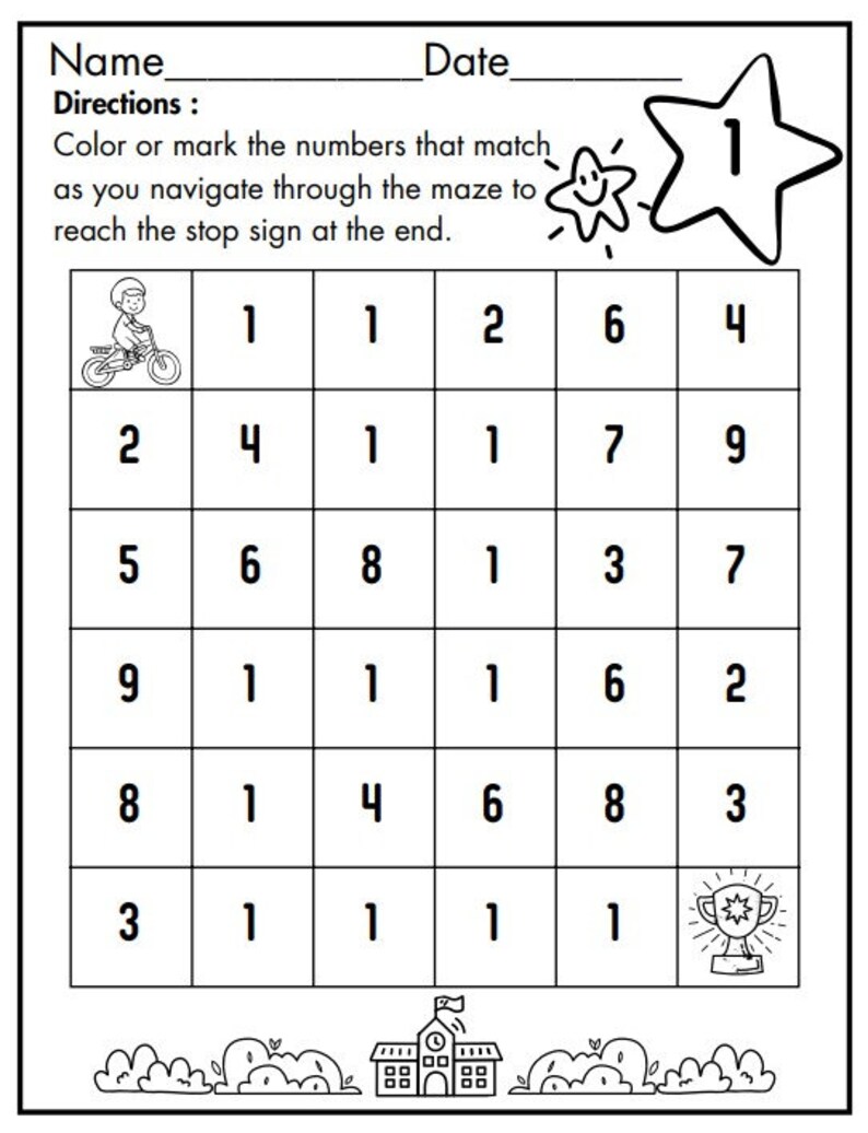 Preschool Pre-k Kindergarten Grade1 Learning, Number Identification ...