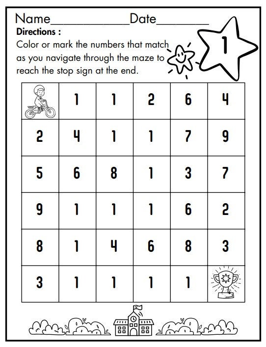 Preschool Pre-k Kindergarten Grade1 Learning, Number Identification ...