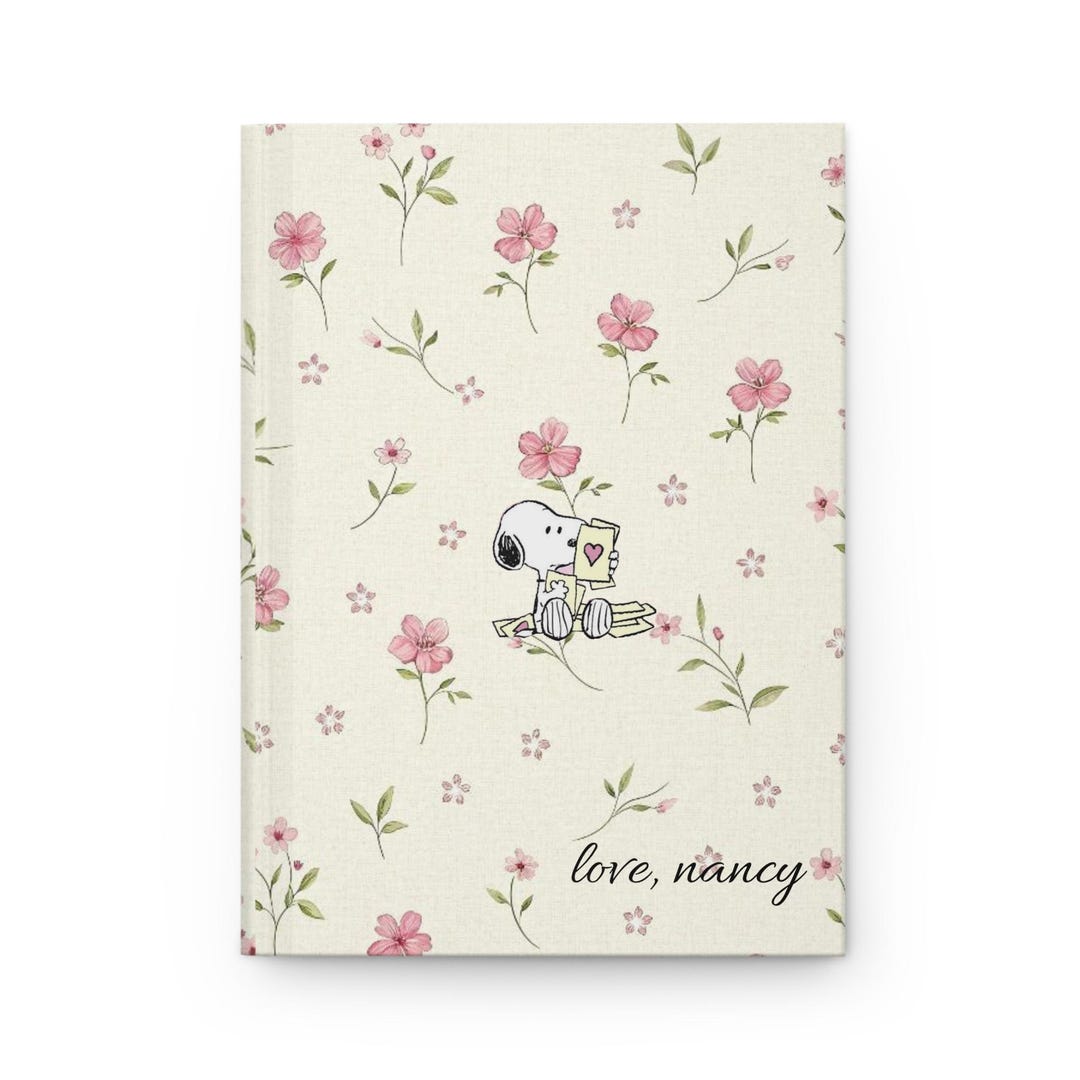 Snoopy Floral Hardcover Journal Matte, College Ruled Notebook ...